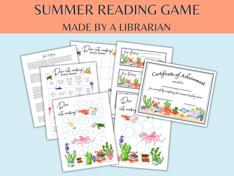 Summer Reading Game Printable, Summer Reading Challenge, Printable ...
