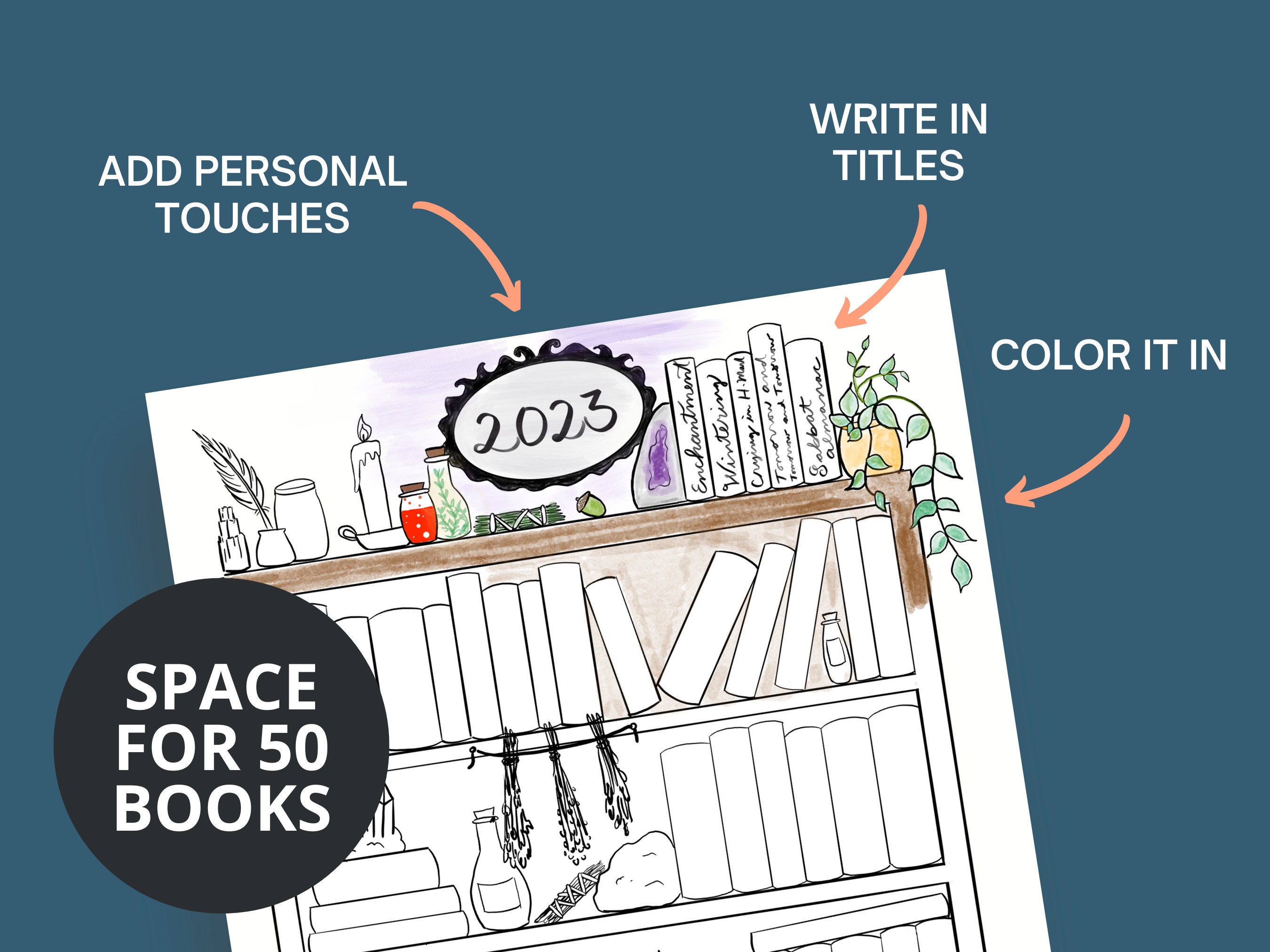 Witchy Book Log Magic Fantasy Bookshelf Tracker Printable Reading Log ...