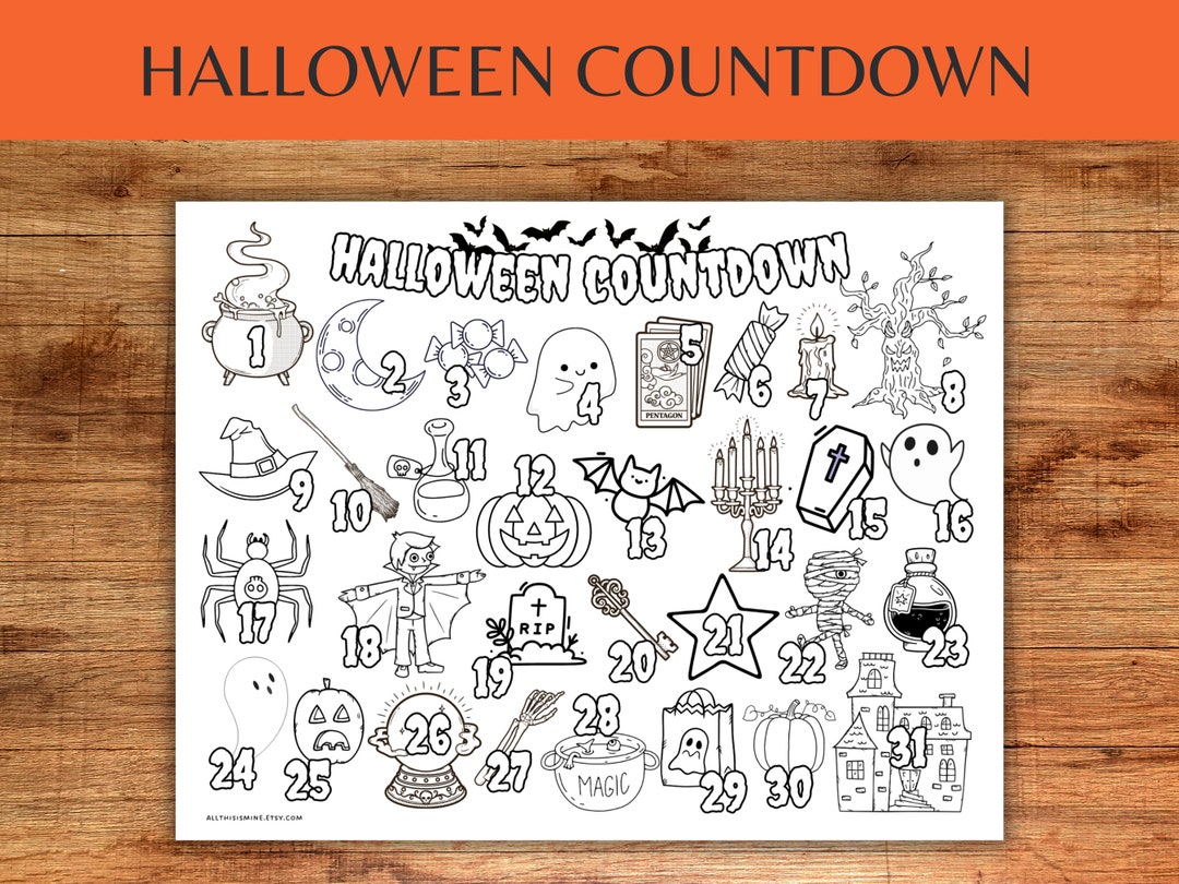 Halloween Countdown Printable Halloween Countdown Calendar - Etsy