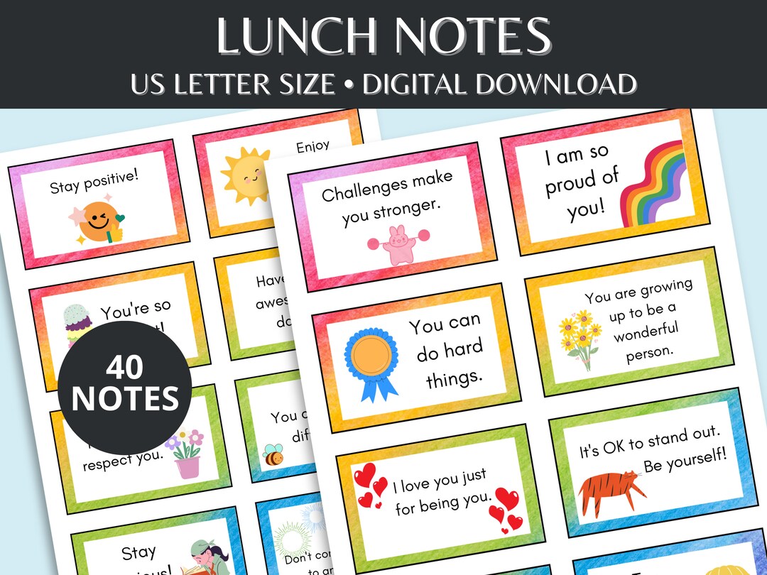 Lunch Notes Printable Lunchbox Notes Growth Mindset - Etsy