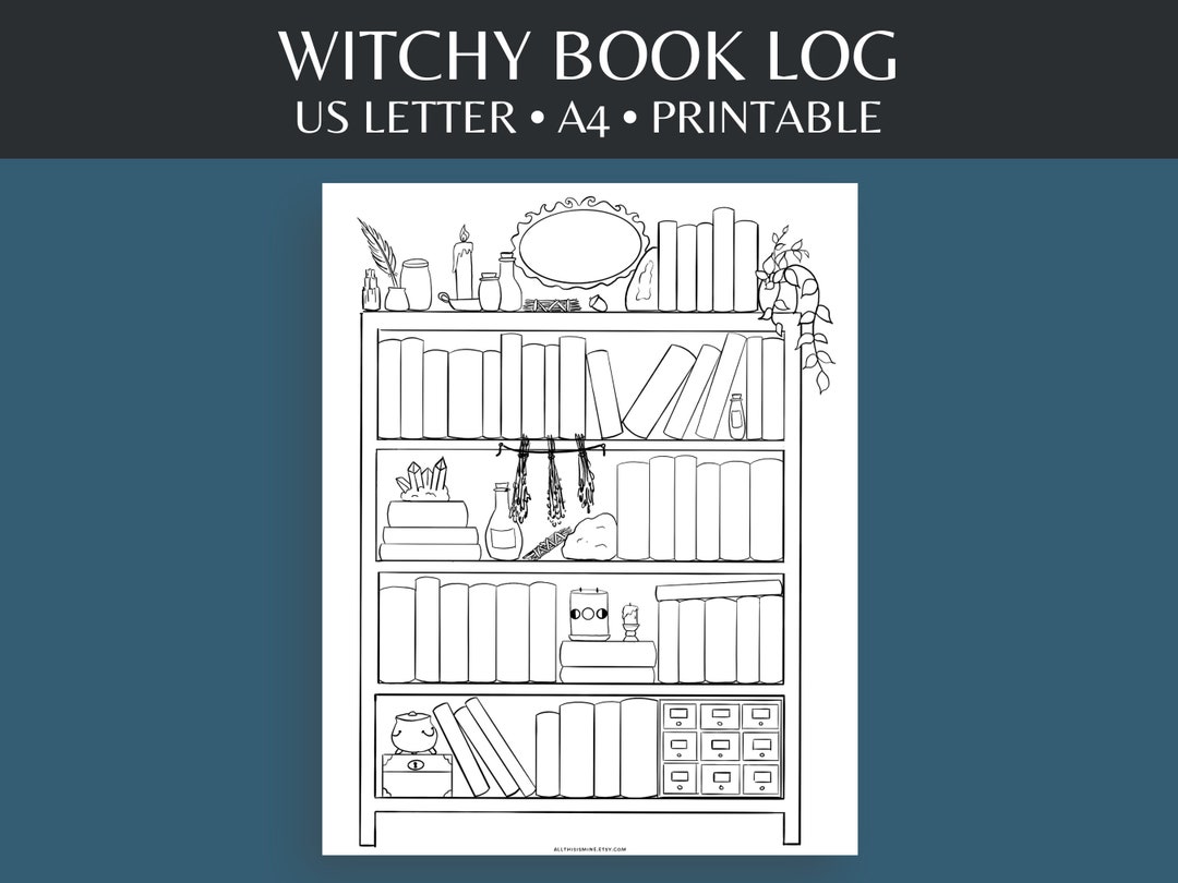 Witchy Book Log Magic Fantasy Bookshelf Tracker Printable Reading Log ...