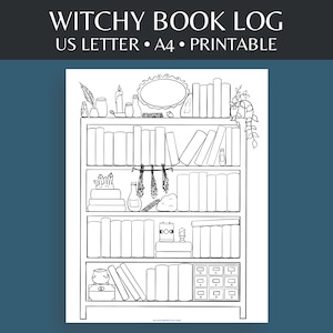 Witchy Book Log Magic Fantasy Bookshelf Tracker Printable Reading Log ...