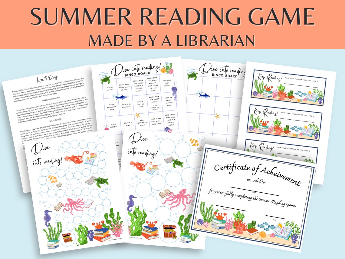 Summer Reading Game Printable Summer Reading Challenge - Etsy