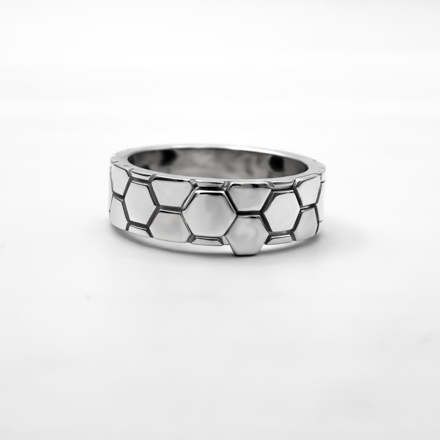 Sterling Silver Honeycomb Ring With Unique Detail – Artisan Crafted ...