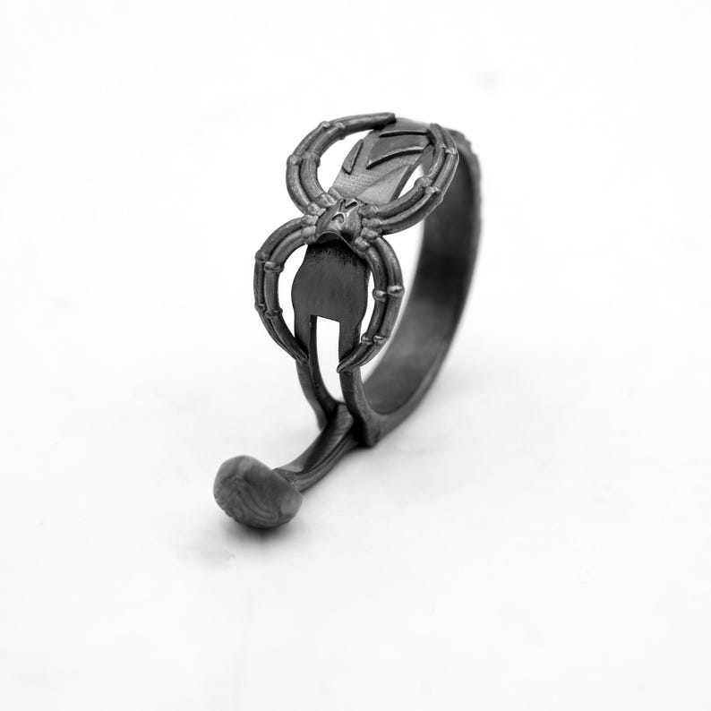 Gothic Spider Ring – Blackened Sterling Silver, Handmade Folding ...