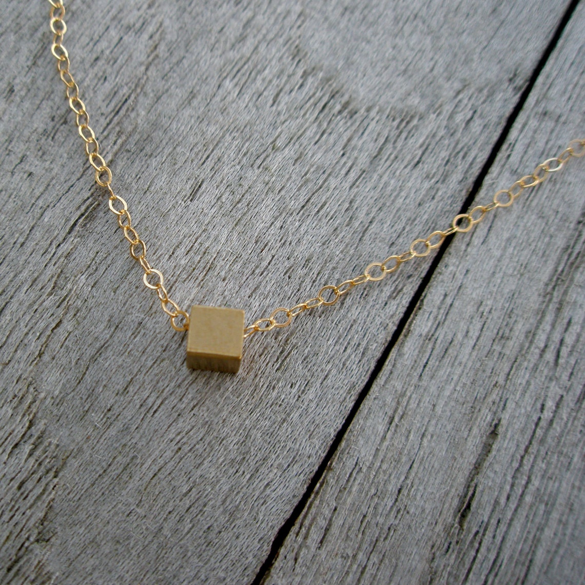 Tiny Cube Pendant Necklace - Etsy