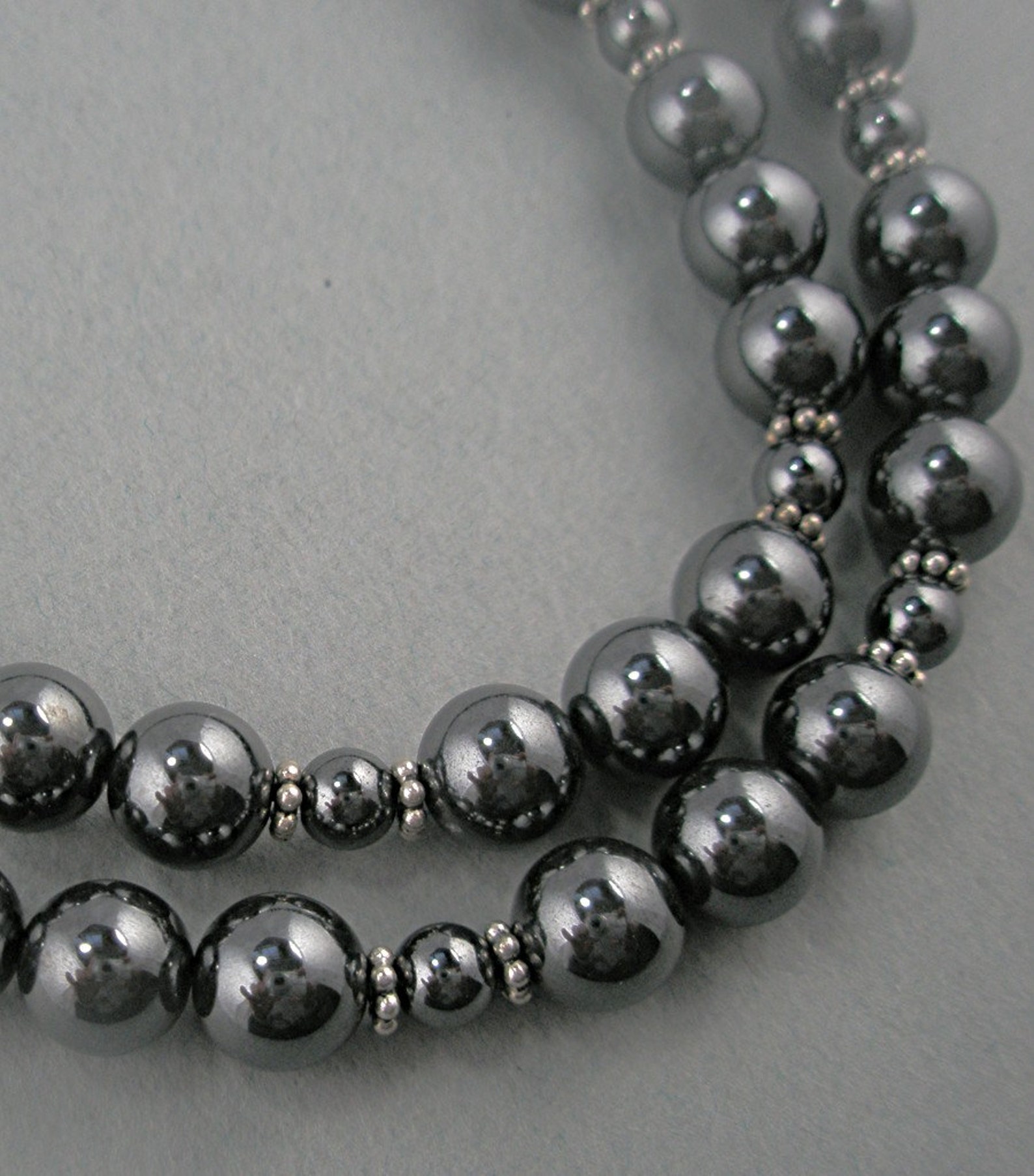 Long Shiny Dark Gray Hematite Necklace - Etsy