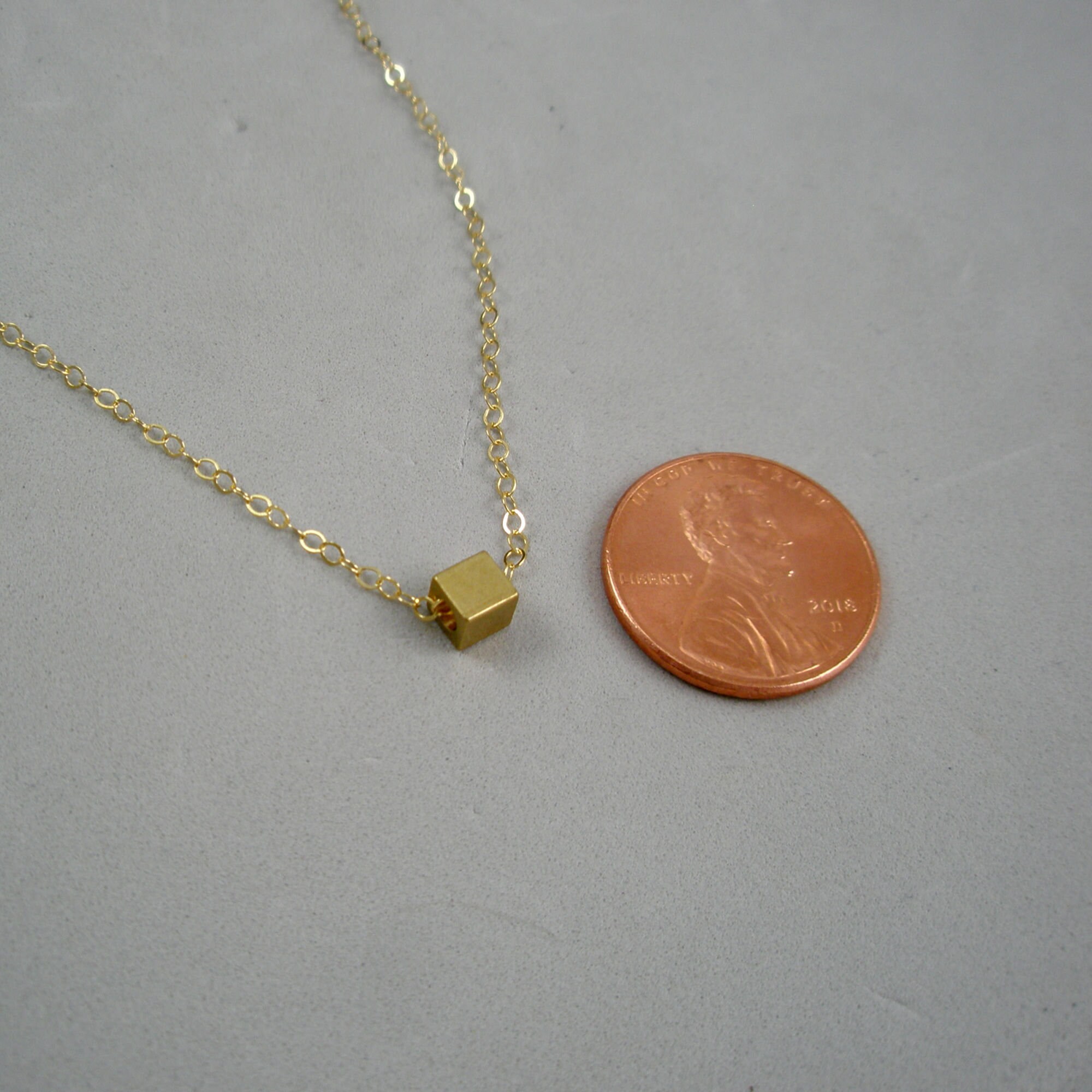 Tiny Cube Pendant Necklace - Etsy