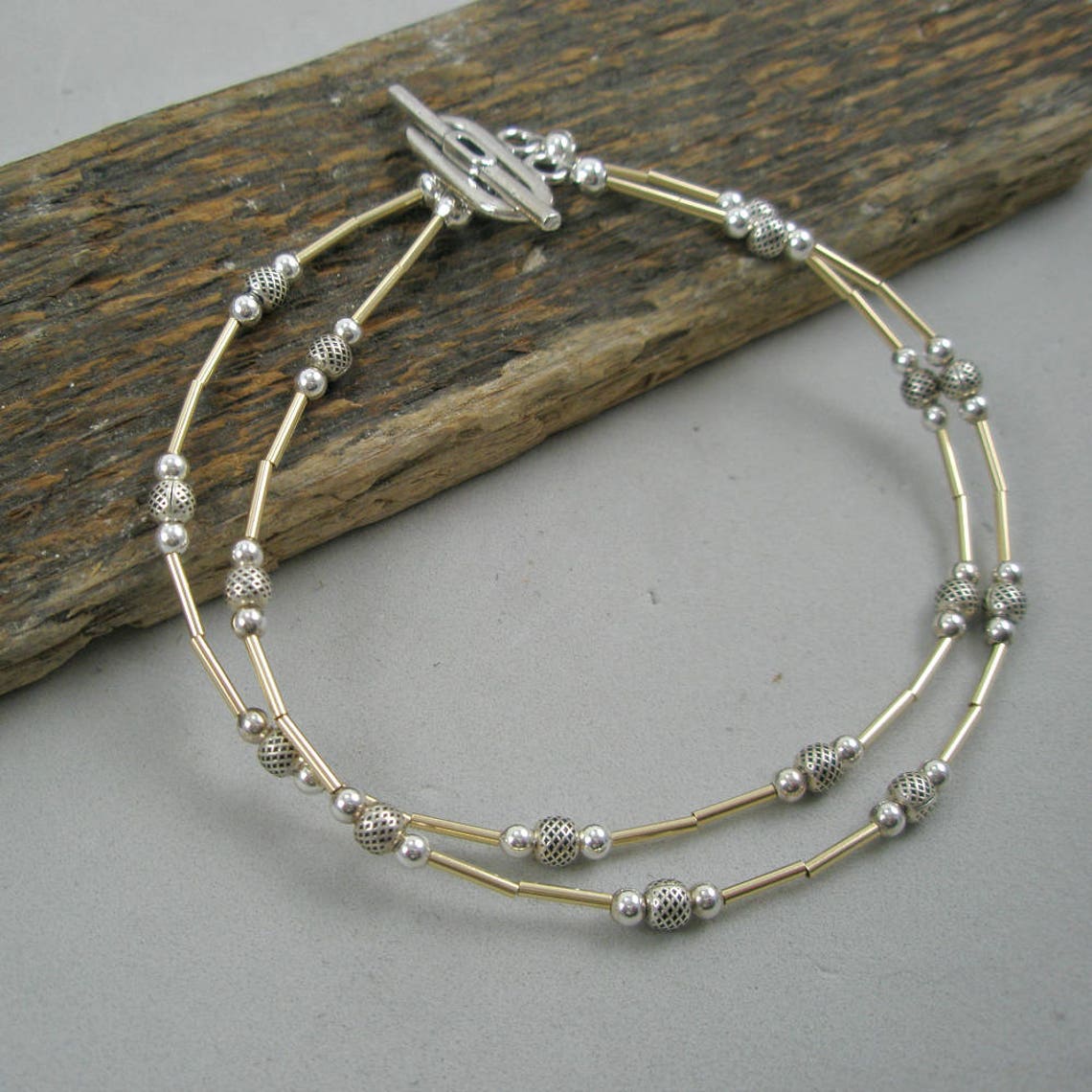 Silver and Gold Bracelet - Etsy