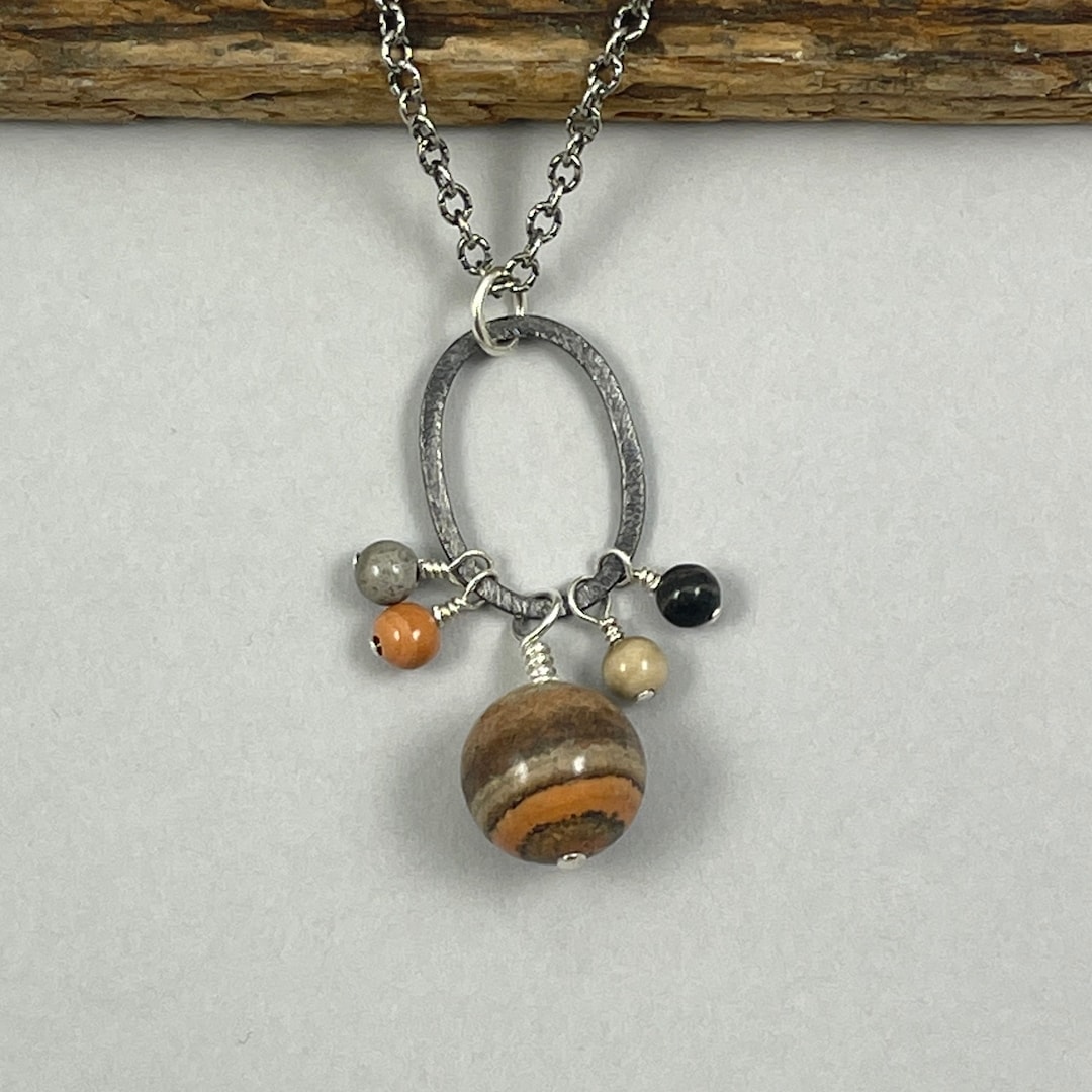 Caymanite Planet Necklace: Oxidized Sterling Silver, Island Stone - Etsy