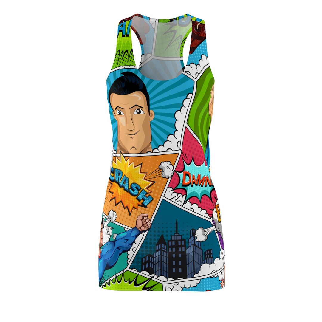 Racerback Dress, Superhero Comic Book Print, Pop Art Fashion, Fearless ...