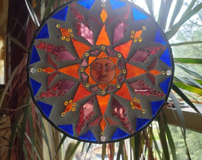 Stained Glass Mosaic Suncatcher "sol Mate" - Etsy