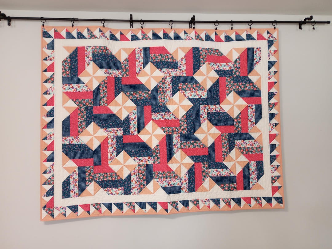 Country Styled Pinwheel on Point Throw Quilt - Etsy