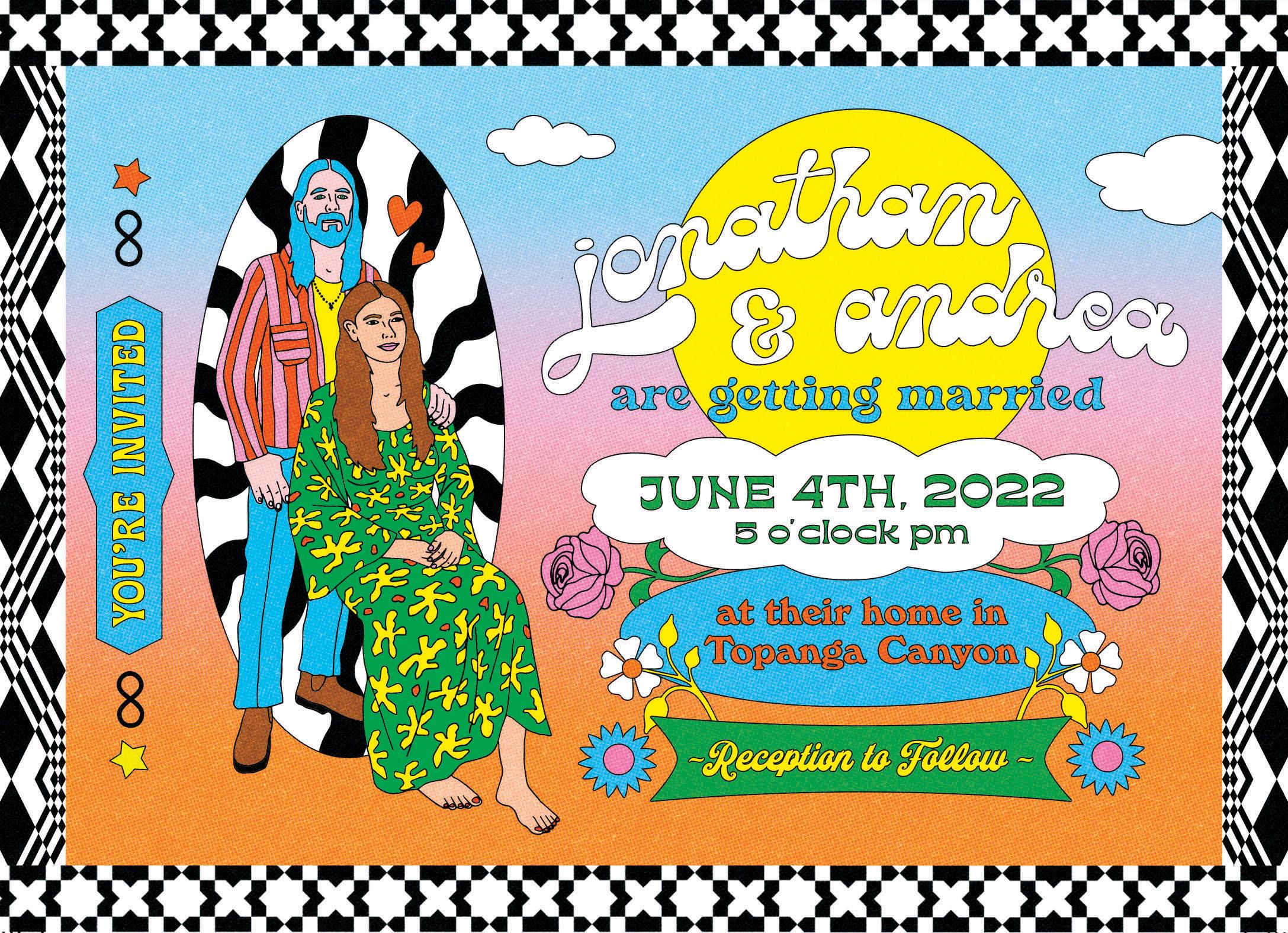 Custom Portrait Trippy Hippie Wedding Invite - Etsy