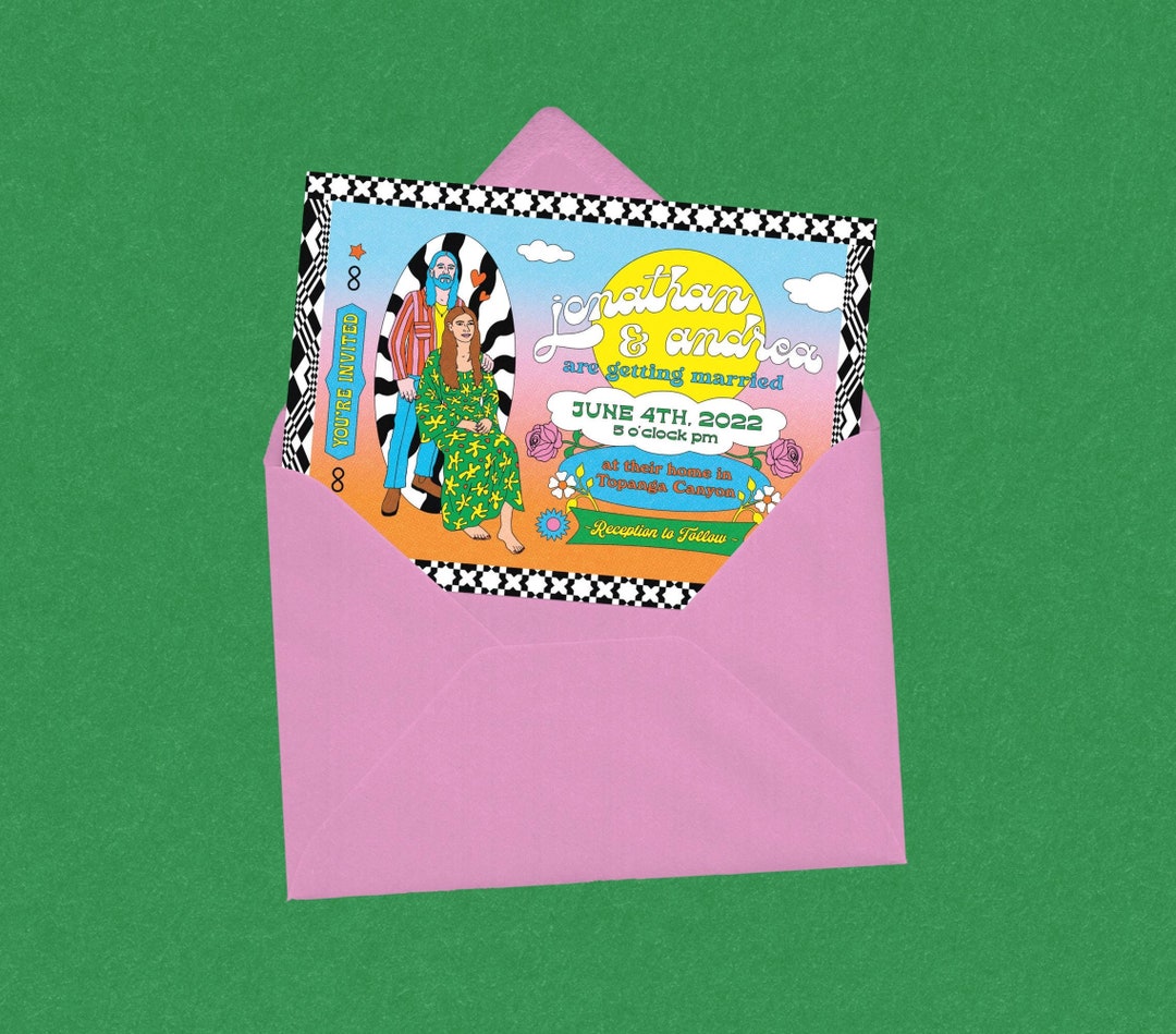 Custom Portrait Trippy Hippie Wedding Invite - Etsy