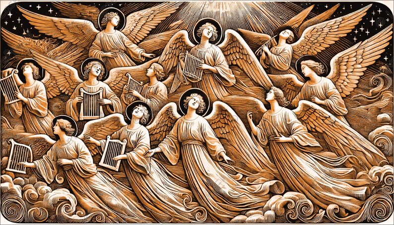 Choir of Angels Laser Engrave Image Laser Burn PNG File 3D Laser Ready ...