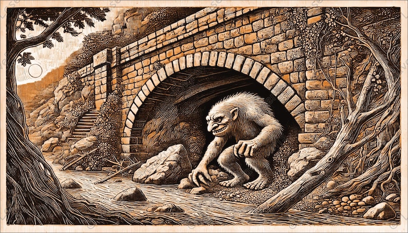 Troll Under Bridge Laser Engrave Image Laser Burn PNG File 3D Laser ...