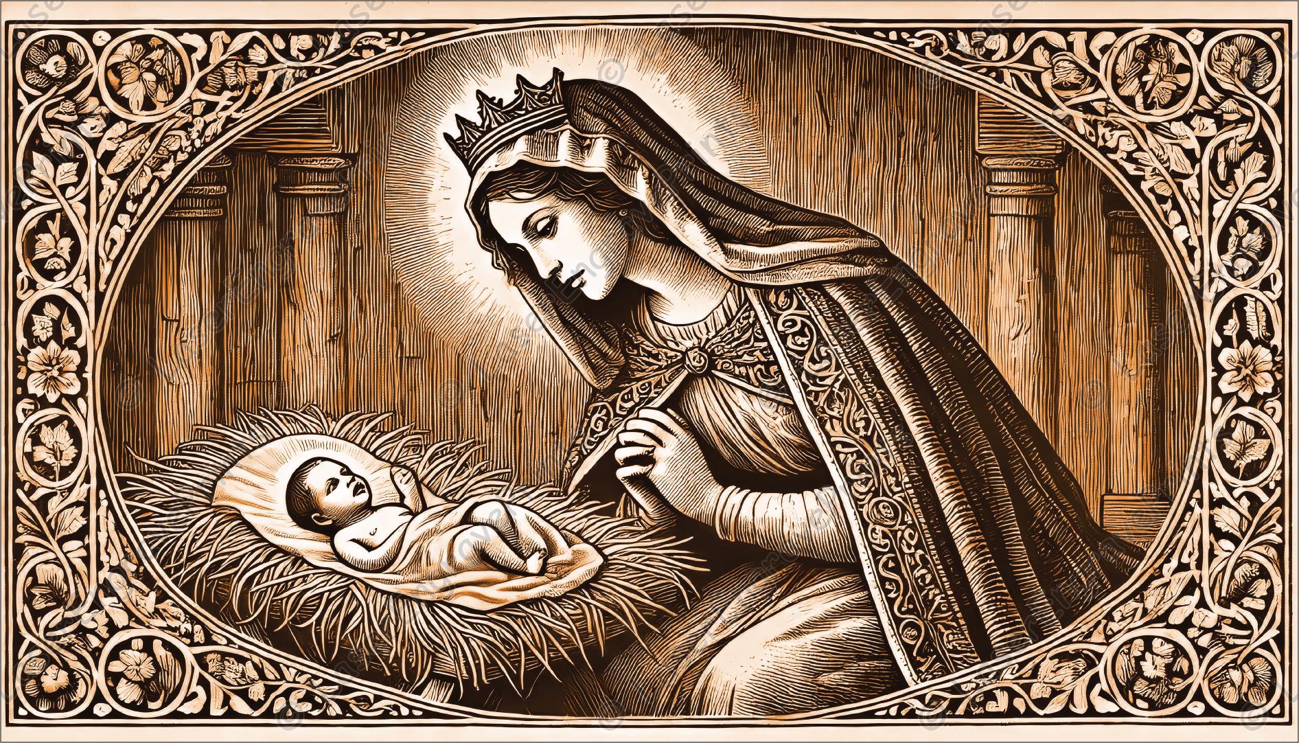 Virgin Mary Manger Laser Engrave Image Laser Burn PNG File 3D Laser ...