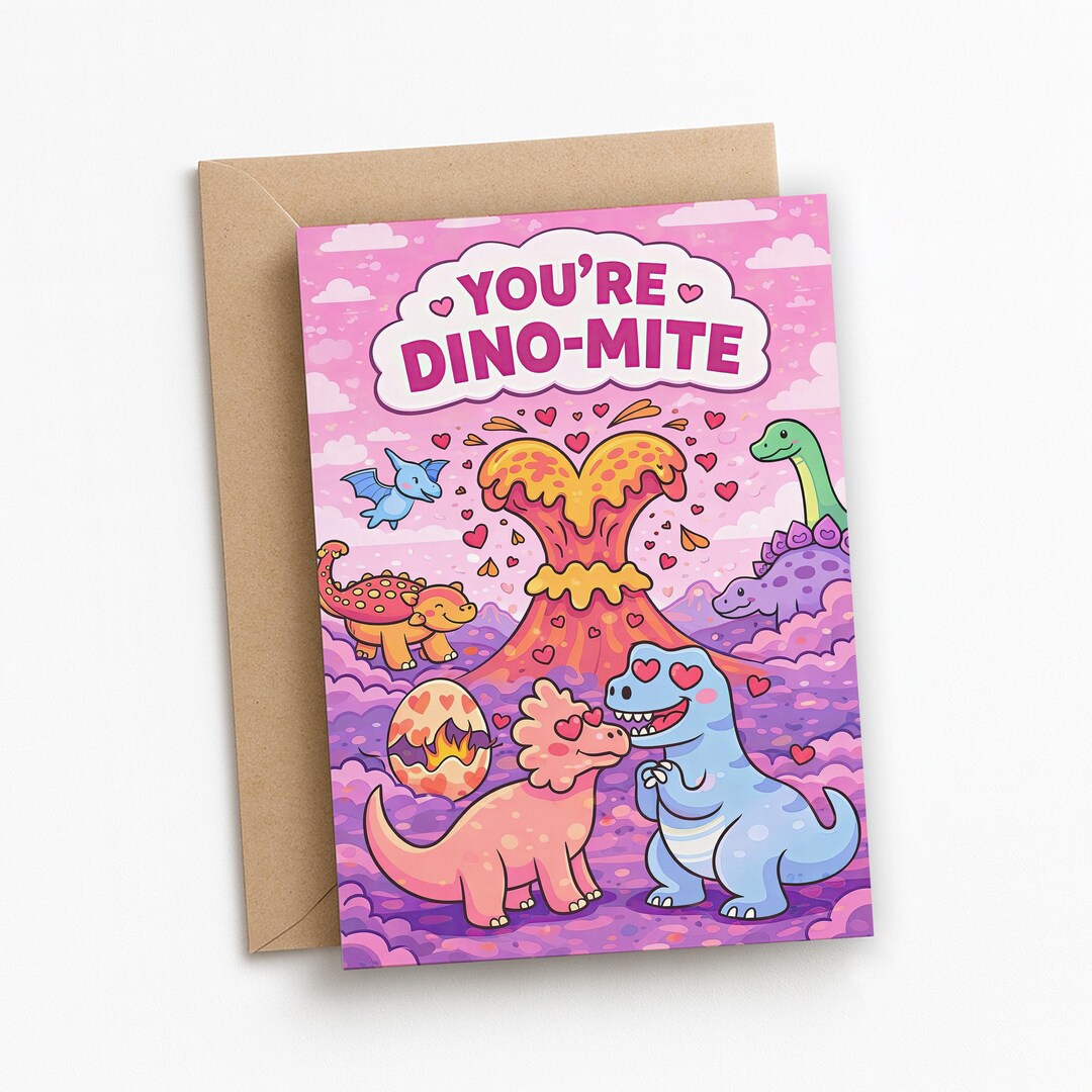 Dinosaur Valentines Day Card | Funny Card for Him Her | Dino-mite ...