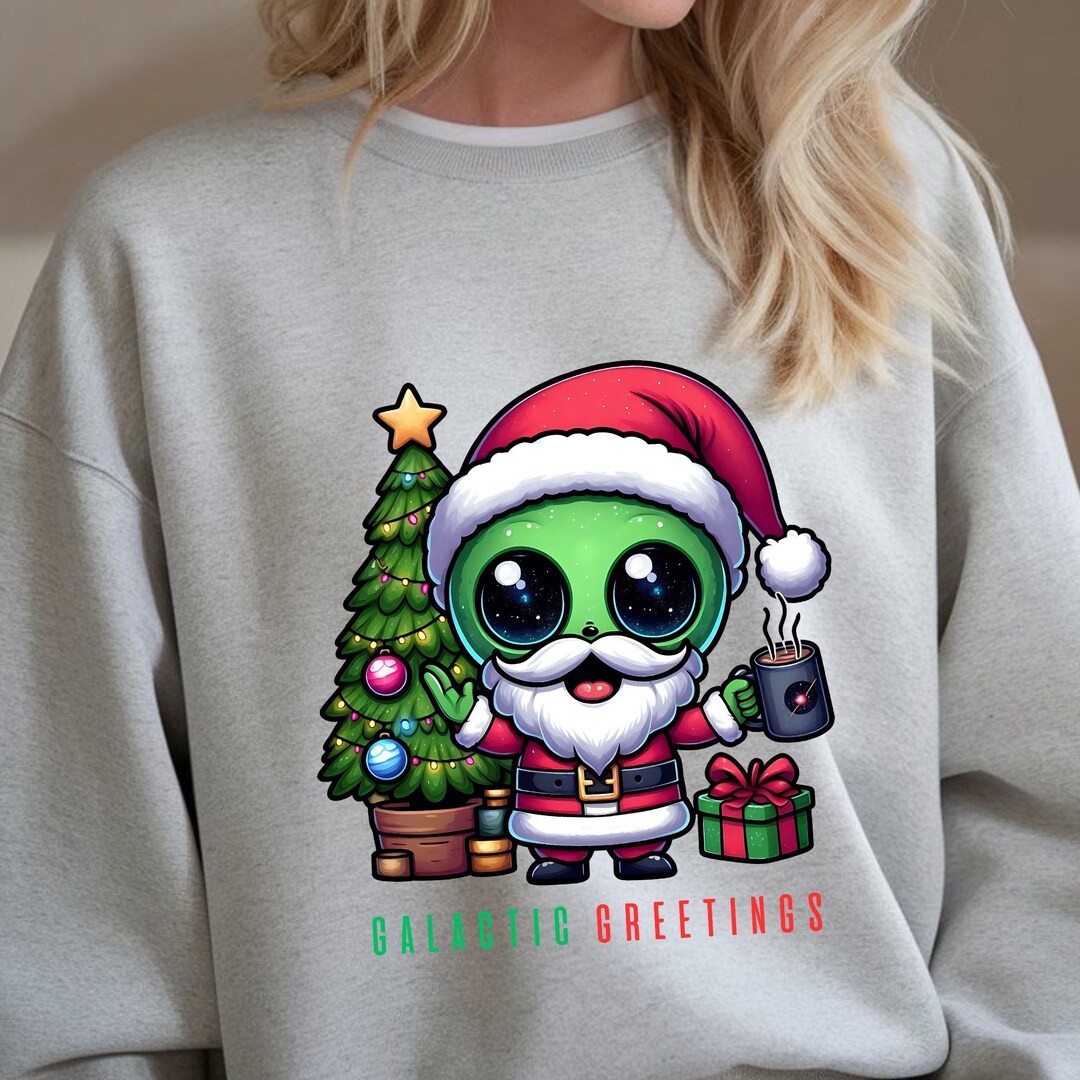 Christmas Alien PNG, Galactic Greetings, Alien Christmas, Christmas PNG ...