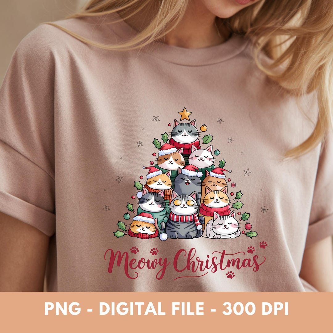 Meowy Christmas Png, Christmas Cat Png, Funny Christmas Png, Merry ...