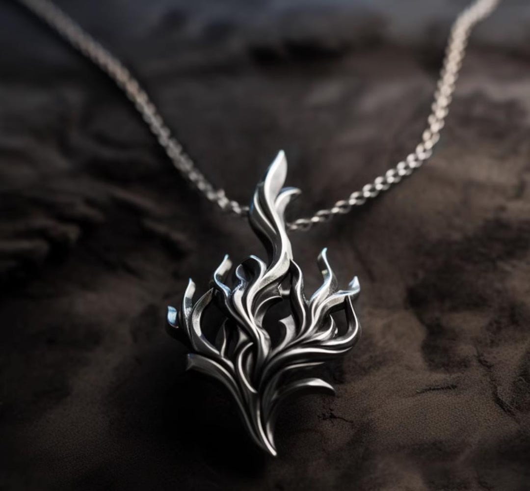 999 Silver Handcrafted Campfire Maker Fire Sweater Pendant Free ...