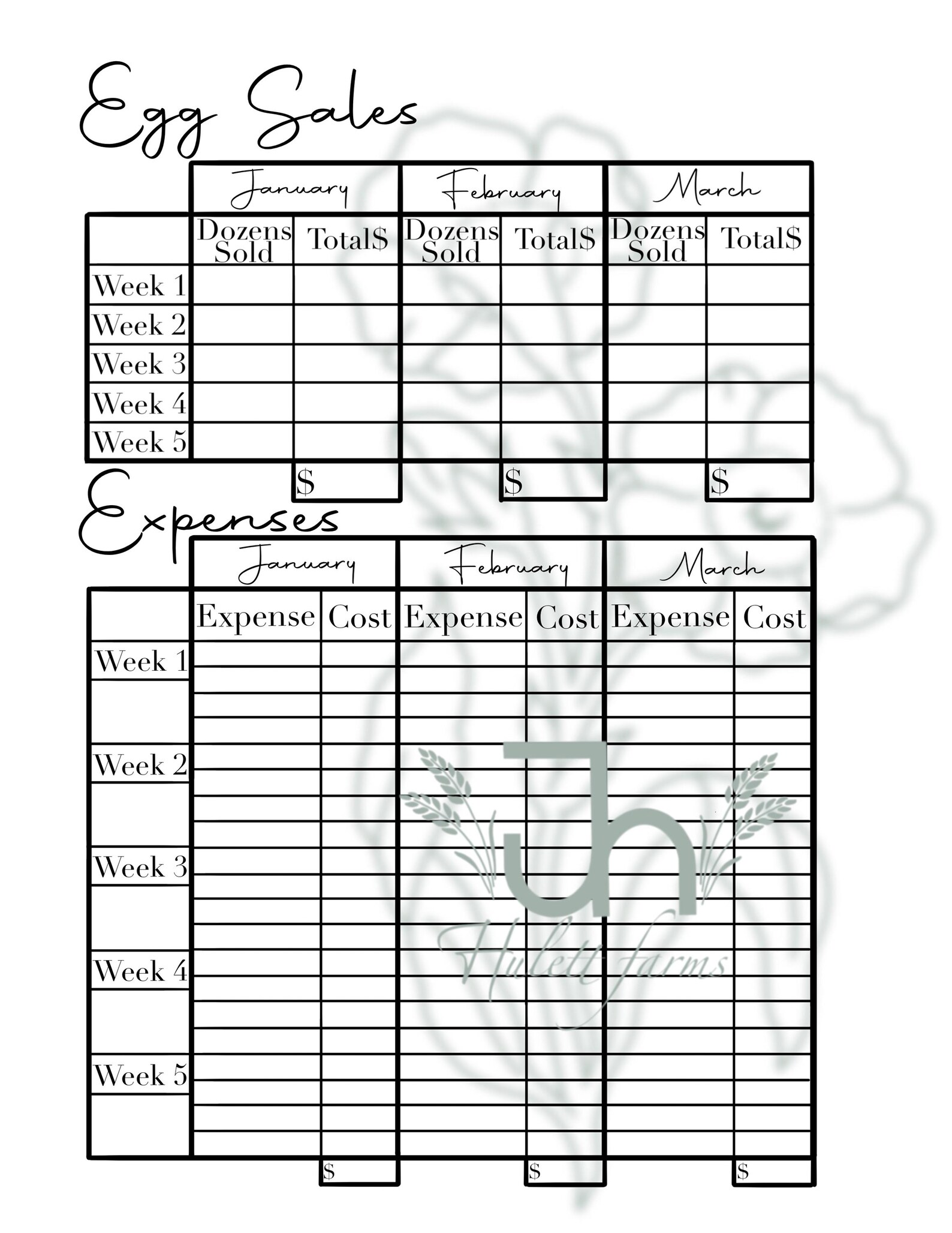 Chicken Logbook Pages - Egg Sales Expense Tracker - Flock Tracking ...