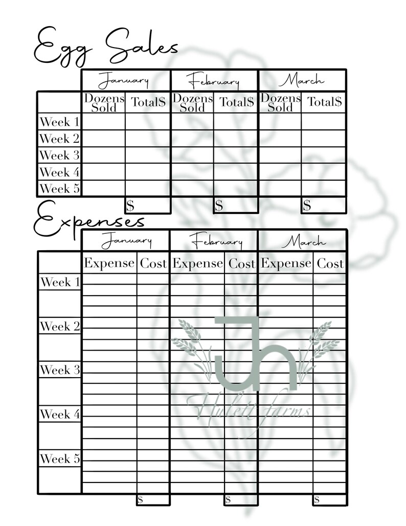 Chicken Logbook Pages - Egg Sales Expense Tracker - Flock Tracking ...
