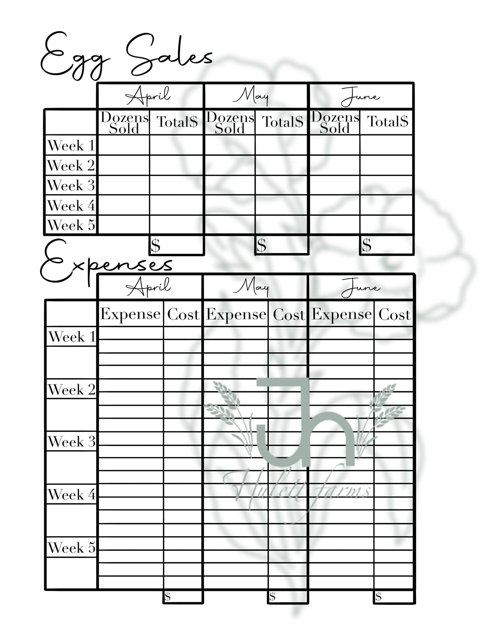Chicken Logbook Pages - Egg Sales Expense Tracker - Flock Tracking ...