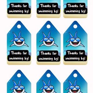 Editable Shark Party Favor Tags - Etsy