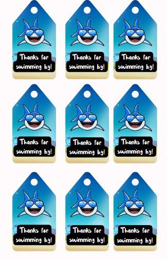 Editable Shark Party Favor Tags - Etsy