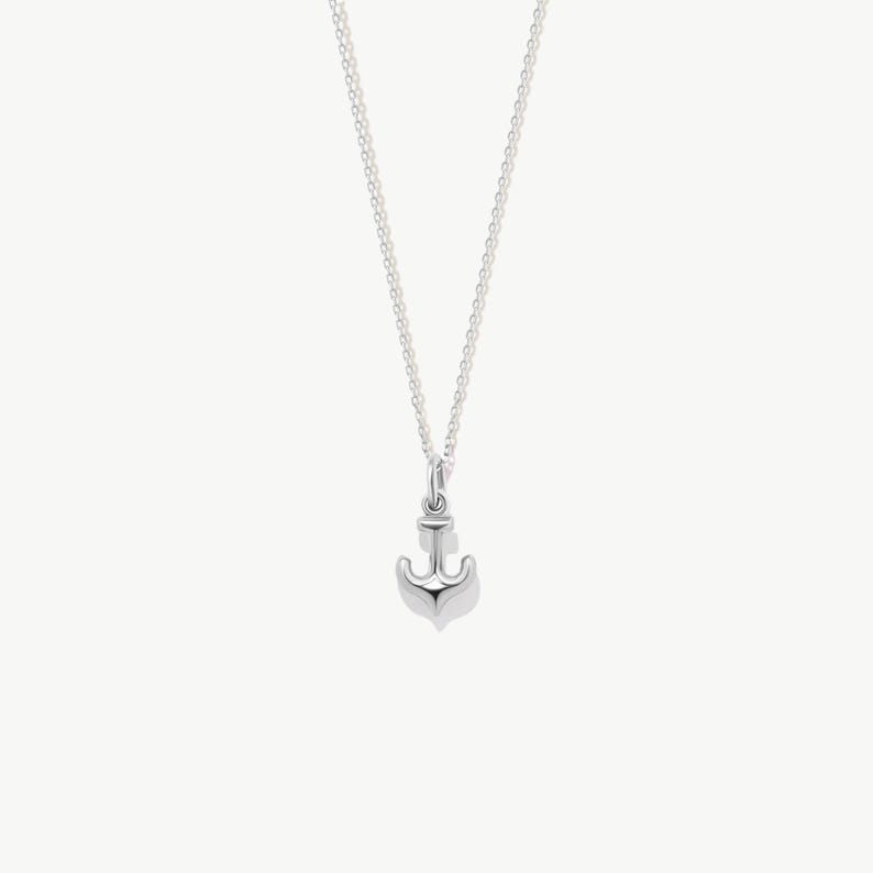 14K Solid Gold Anchor Necklace: Dainty Nautical Charm - Etsy