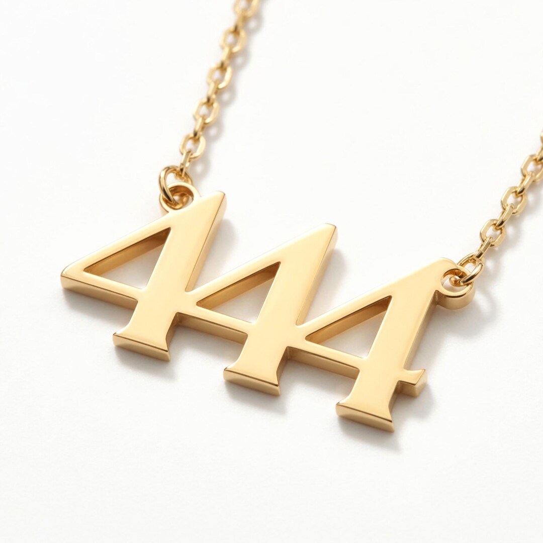 14K Solid Gold Angel Number Necklace, Spiritual Protection Pendant ...