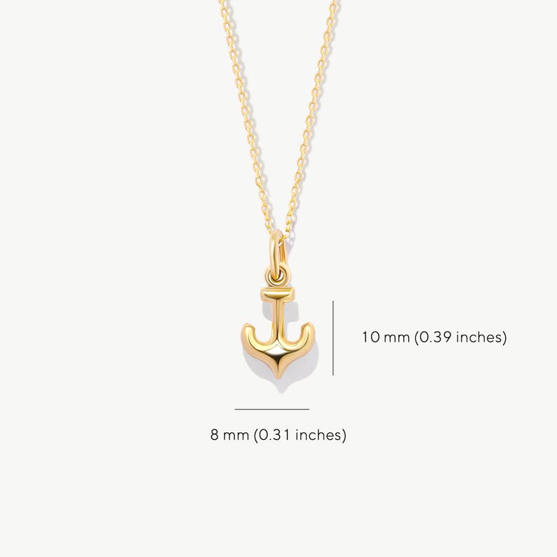 14K Solid Gold Anchor Necklace: Dainty Nautical Charm - Etsy