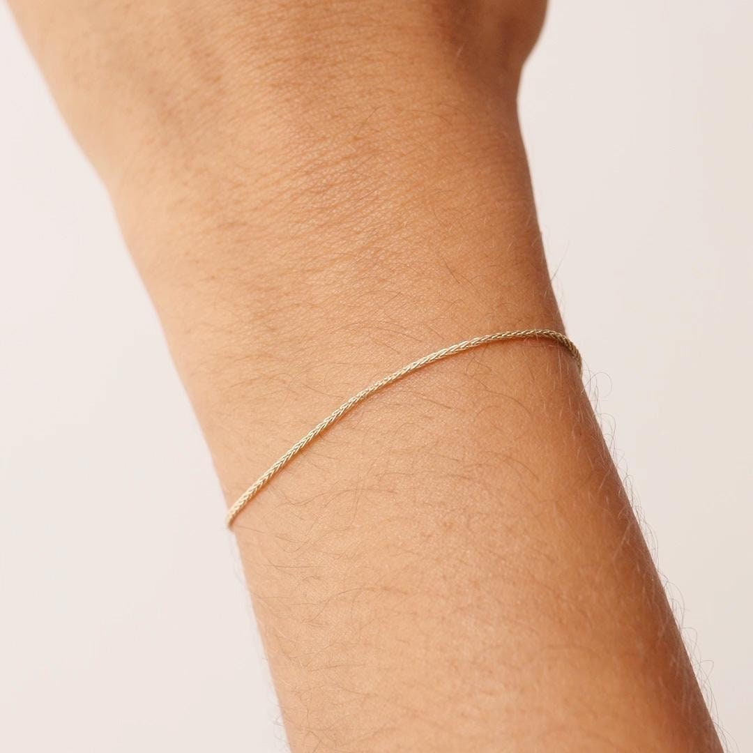 14K Real Solid Gold Wheat Chain Bracelet Elegant and Durable Wheat ...