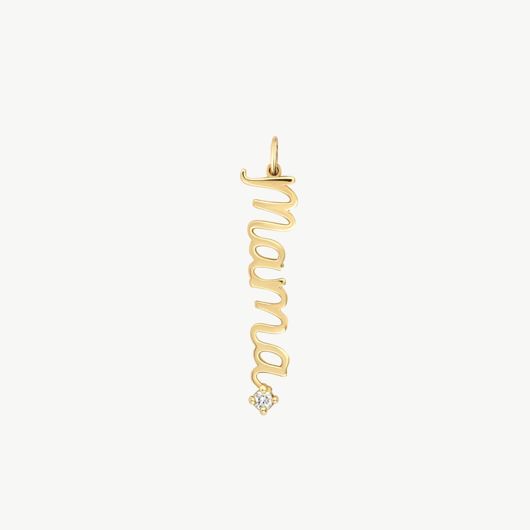 14K Solid Gold Diamond Mama Charm, Gift for Mom, Birthday Gift for ...