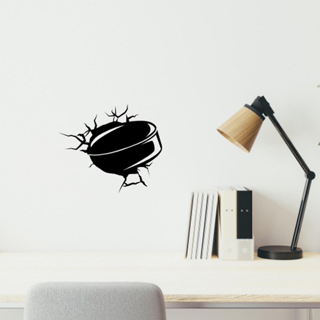 Hockey Puck Decal / Busting Hockey Puck Decal / Hockey Wall Decal ...