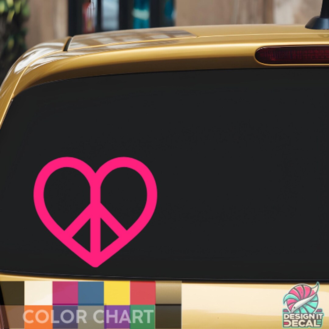 Heart Decal / Peace Sign Decal / Heart Car Decal / Heart Car Sticker ...