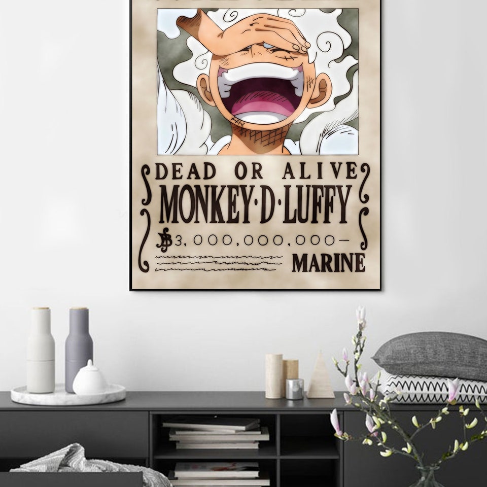 Wanted Poster, Luffy Poster, Luffy Gear 5, Laugh Anime Poster Designed ...