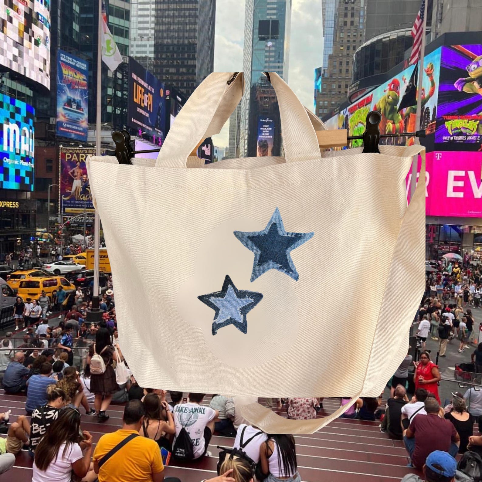 Trendy Cute Preppy Denim Star Tote Bag,everyday Bag,personalized ...