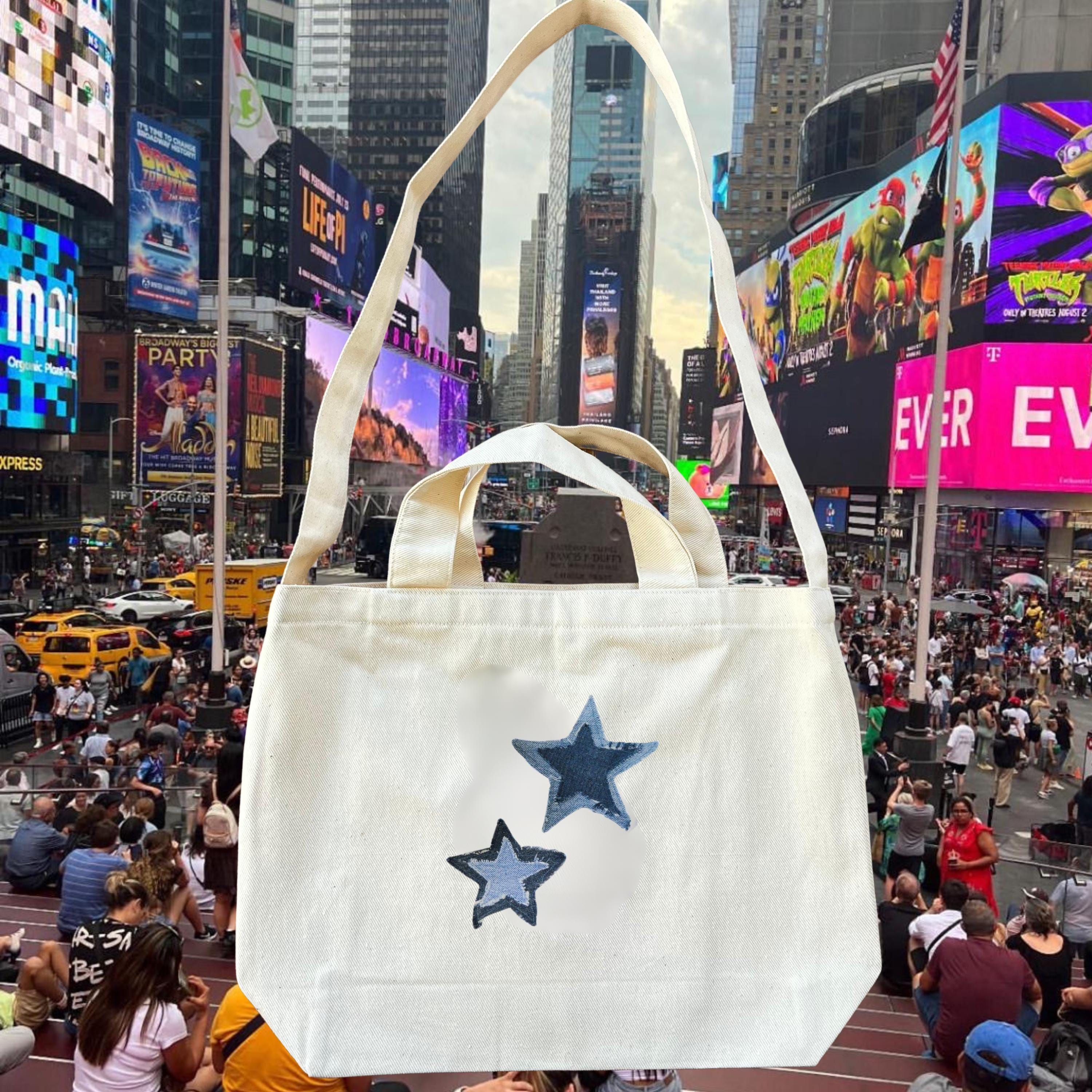 Trendy Cute Preppy Denim Star Tote Bag,everyday Bag,personalized ...