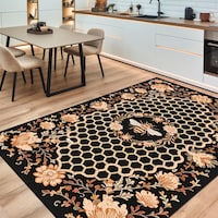 Honey Bee Dandelion Rug, Yellow Flower Nursery, Bumblebee Area Rug ...