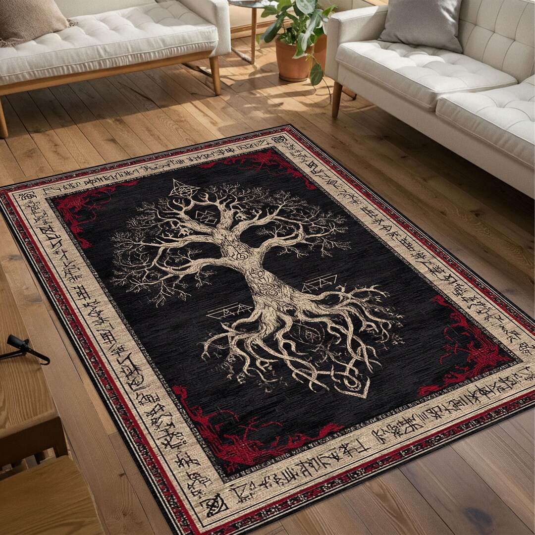 Tree of Life Area Rug With Occult Symbols, Mystical Arcane Design ...