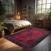 Elegant Gothic Rug With Red and Black Baroque Floral Patterns, Dark ...