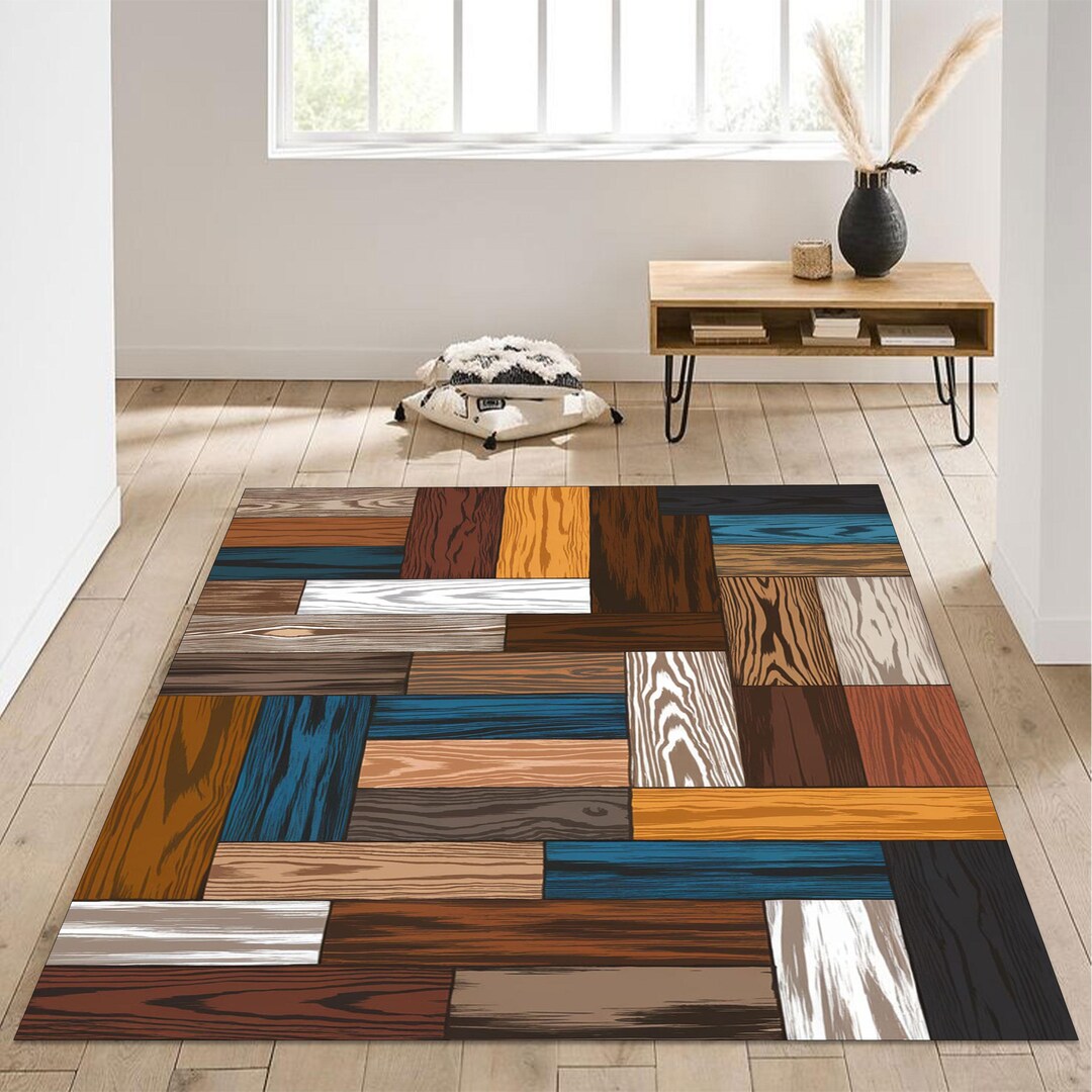 Rustic Wood Pattern Rug, Farmhouse Vintage Aesthetic Carpet, Wooden ...