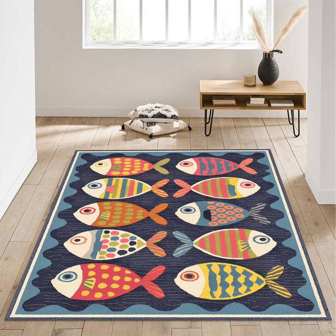 Colorful Fish Rug: Nautical Nursery Playroom Decor - Etsy