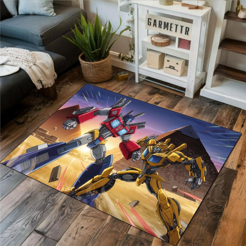 Transformers Rug: Optimus Prime & Bumblebee, Washable Kids Playroom ...
