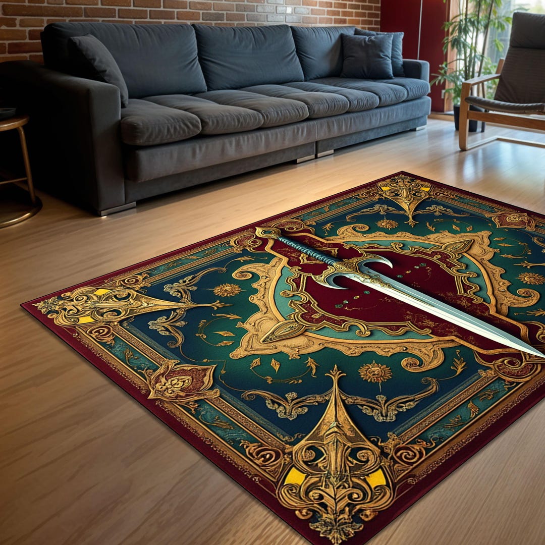 Art Deco Sword Rug - Sword Decor Rug for Office, Hotel & Salon Decor ...
