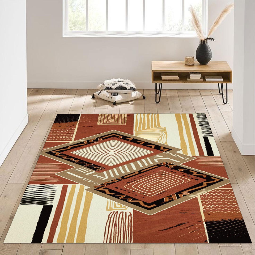 African Tribal Rug – Savannah Decor Rug, Ethnic Geometric Rug, Bohemian ...