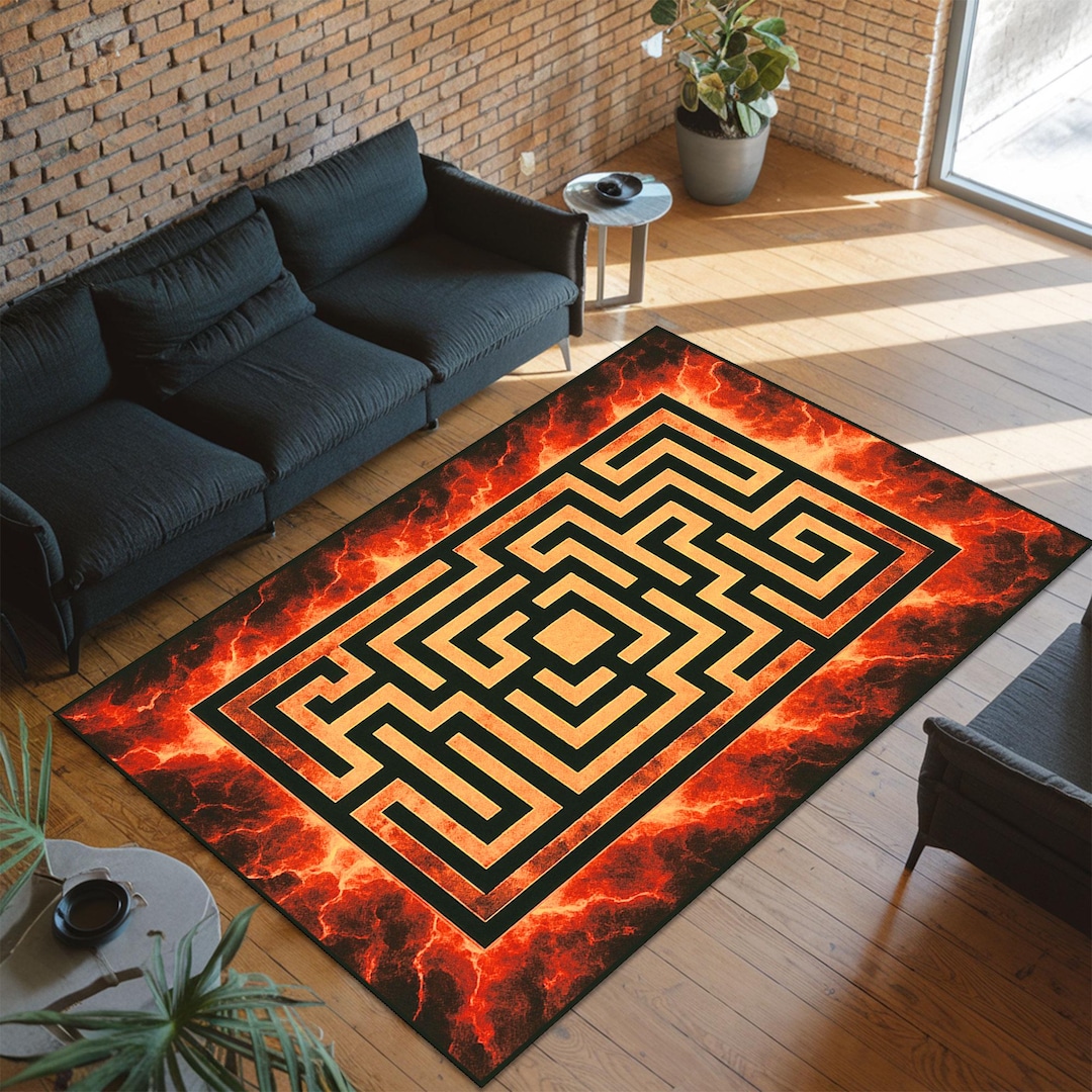 Lava Labyrinth Gamer Rug: Fiery Dungeon Decor - Etsy